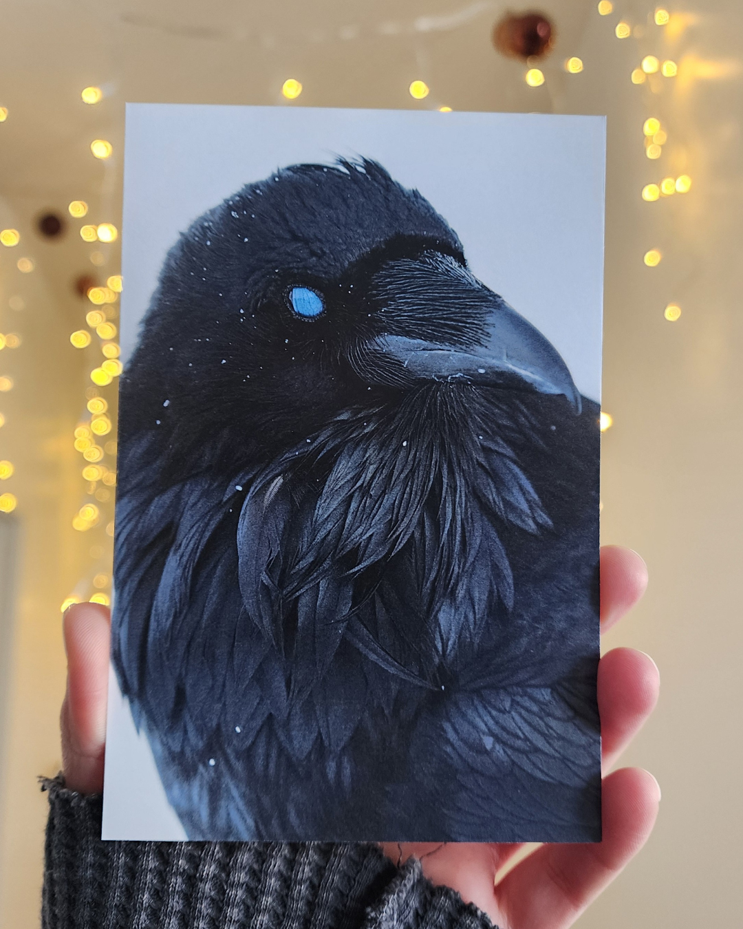 Snowy Raven Postcard – Birds of Rey